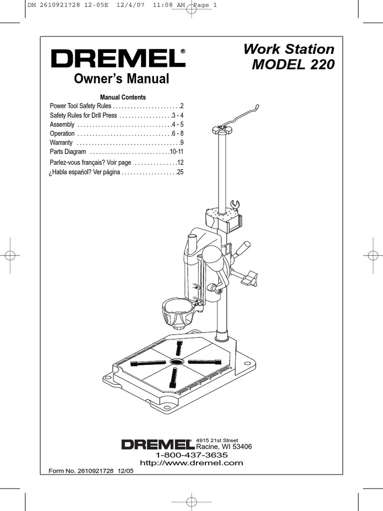 Work Station MODEL 220 DREMEL PDF | PDF | Drill | Nut (Hardware)