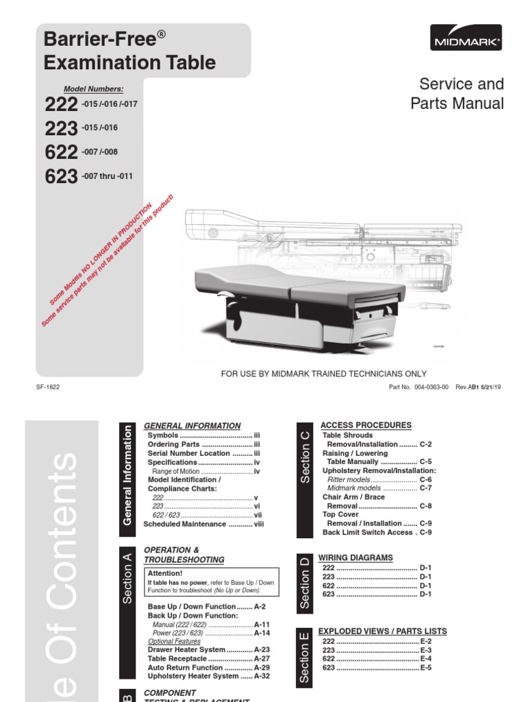 Midmark Examination Table 222 | PDF | Relay | Switch