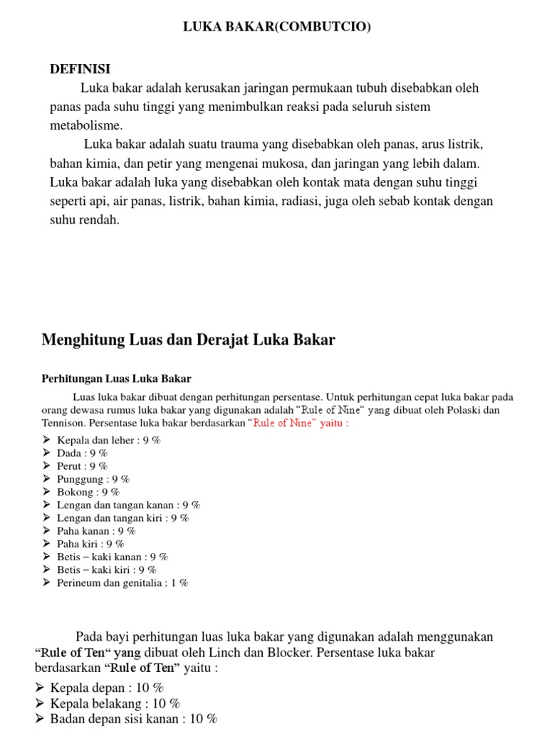 Cara Menghitung Luas Dan Derajat Luka Bakar | PDF