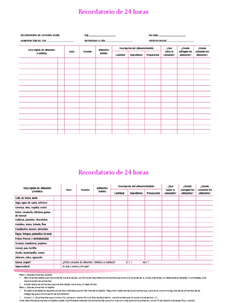 Formato de Recordatorio de 24 Horas | PDF | Salud y bienestar