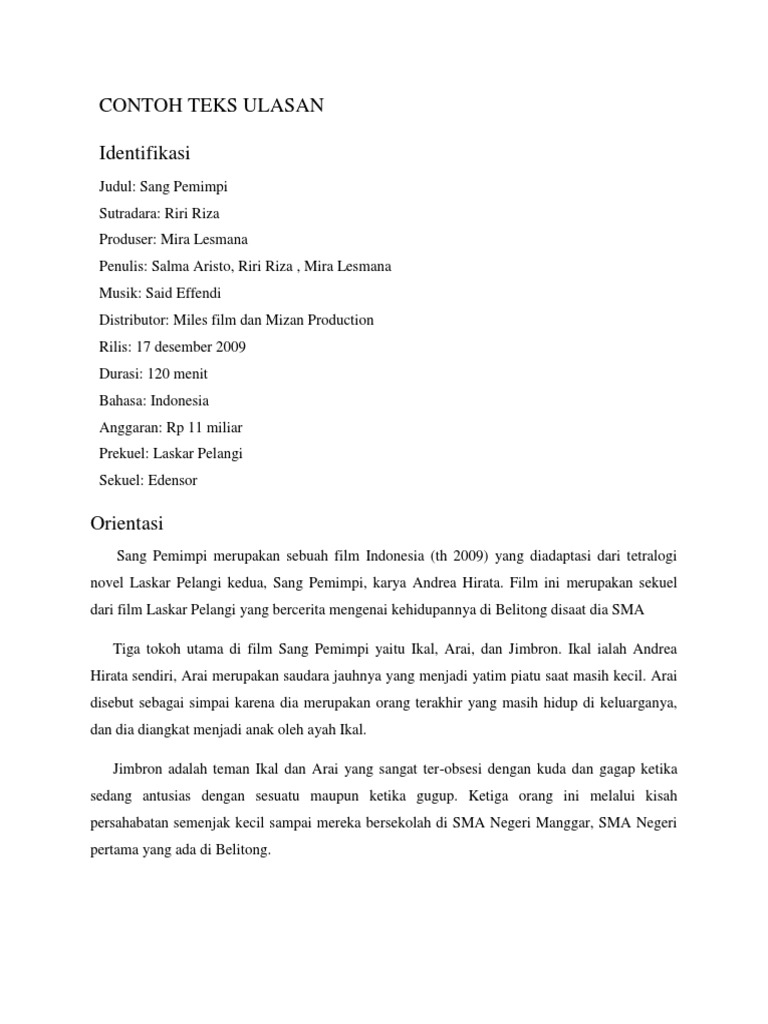 Contoh Teks Ulasan | PDF