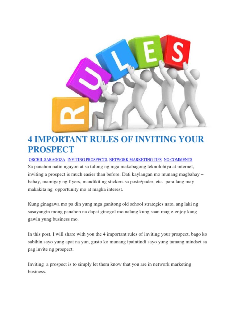 4 IMPORTANT RULES OF INVITING YOUR PROSPECT
