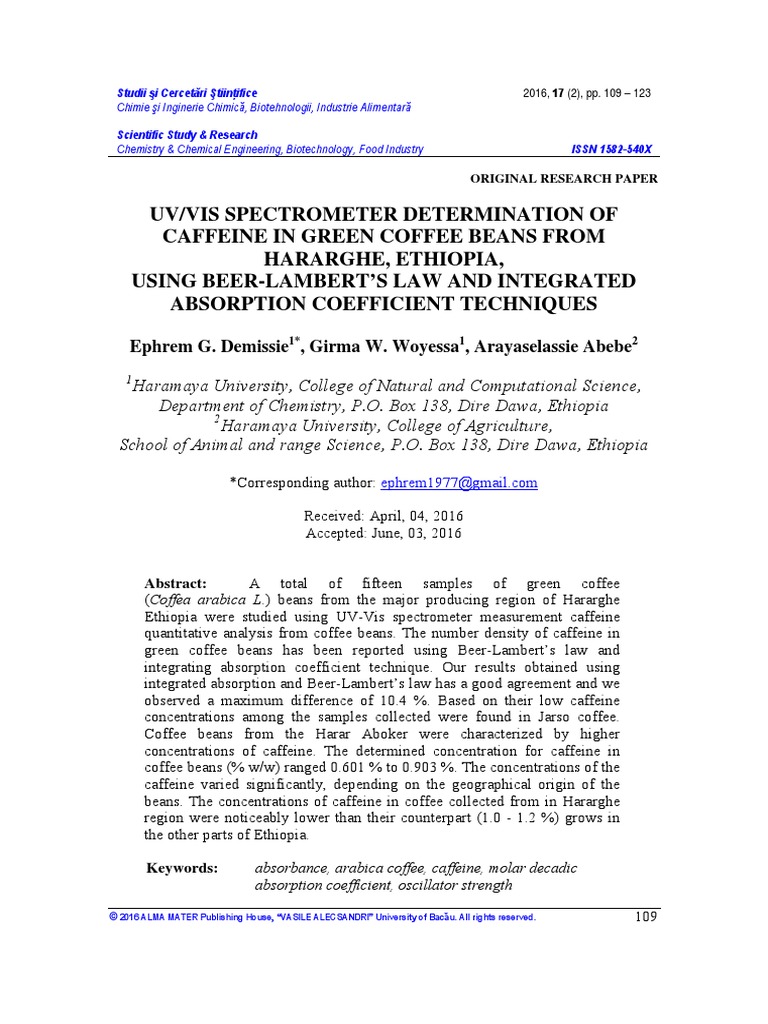 Caffeine | PDF | Absorption Spectroscopy | Ultraviolet–Visible Spectroscopy