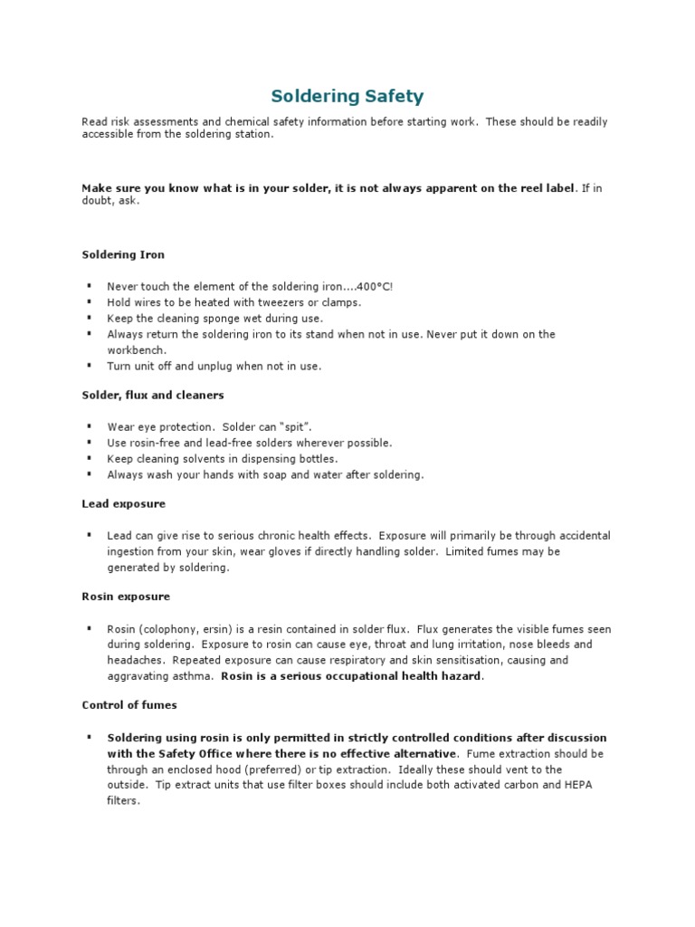 Soldering Safety | PDF | Soldering | Safety