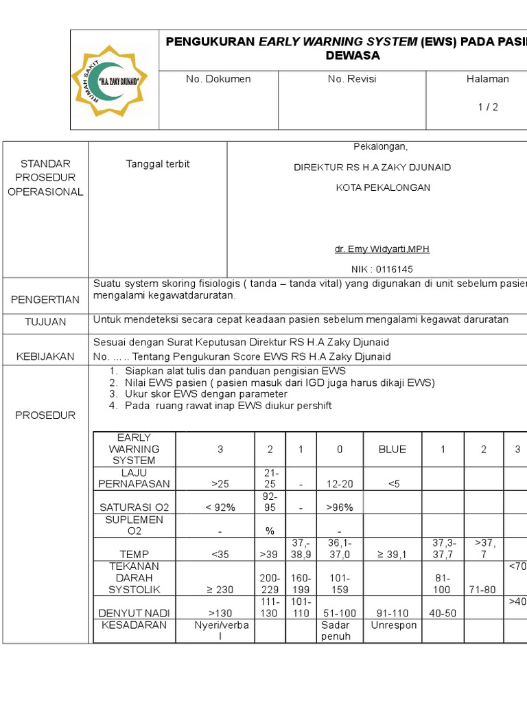 SPO Pengukuran EWS - MATERNAL | PDF