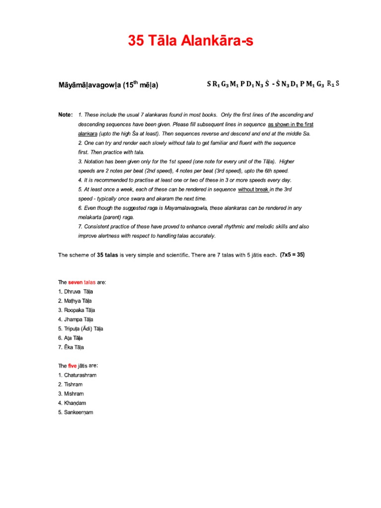 35 Tala Alankaras PDF | PDF