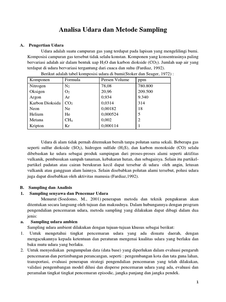 Analisa Udara Dan Metode Sampling | PDF
