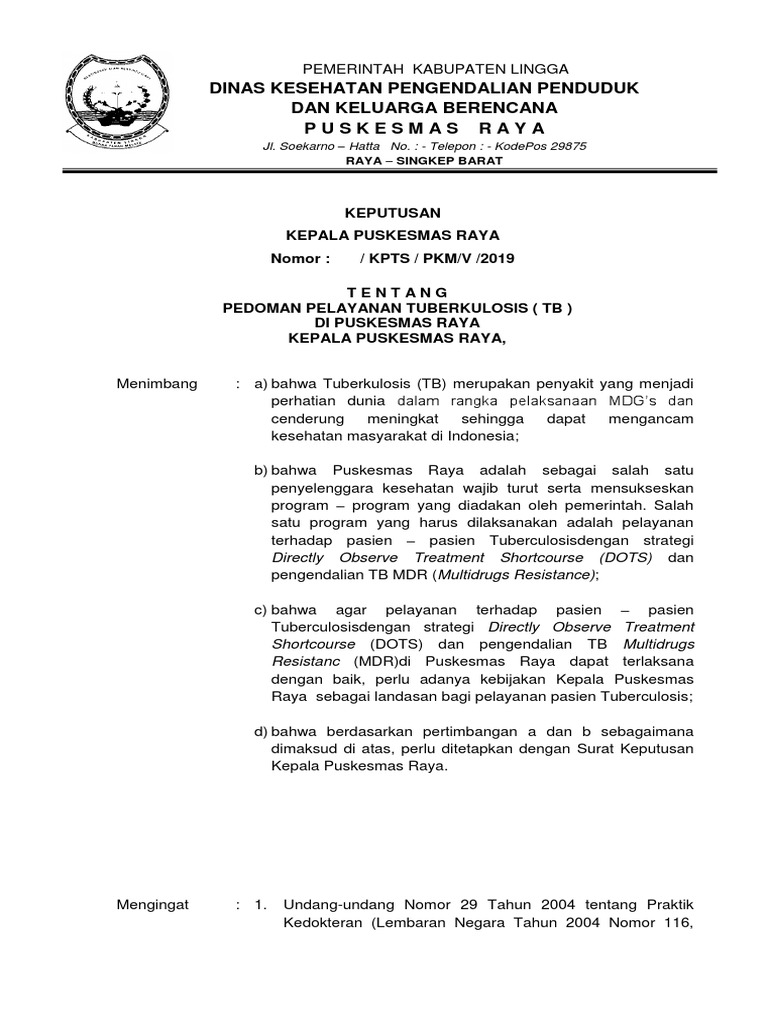 7.2.1 SK Pedoman TB DOTS | PDF | Pengembangan Diri | Kesehatan Holistik