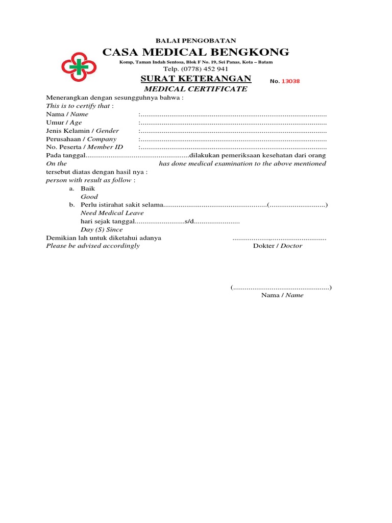 Contoh Surat Sakit | PDF | Bisnis | Hukum