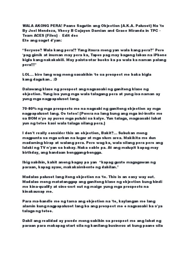 Wala Akong Pera | PDF