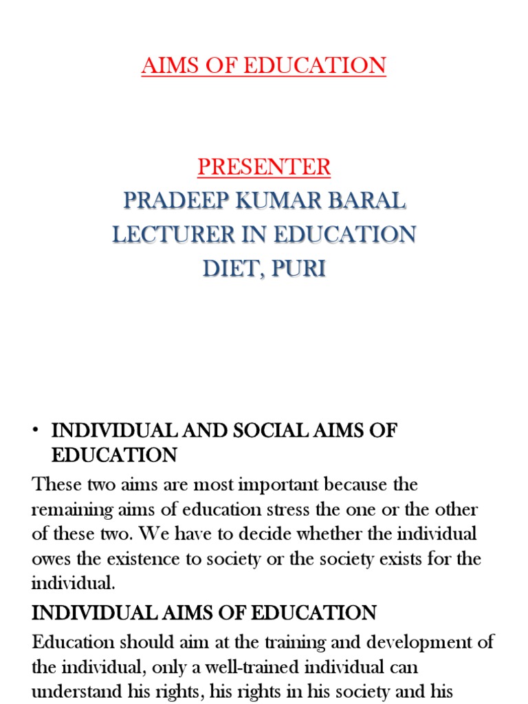 Aims of Education | PDF | Self | Society