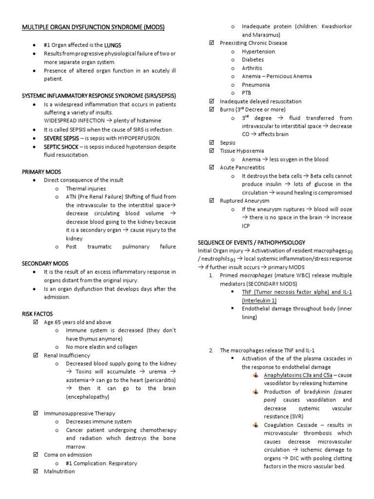 Understanding Multiple Organ Dysfunction Syndrome | PDF | Sepsis ...