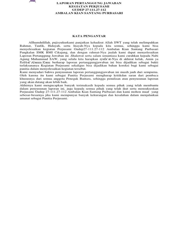 Contoh LPJ Kegiatan | PDF