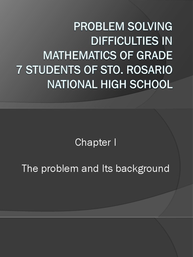 Problem Solving Difficulties in Mathematics of Grade 07 Students of Sto ...