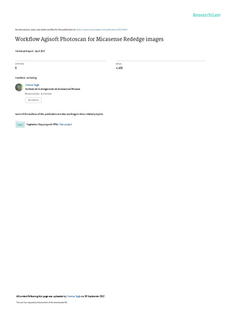 Workflow Agisoft Photoscan Micasense | PDF | Texture Mapping | Imaging