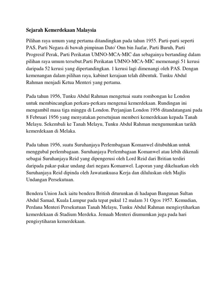 Sejarah Kemerdekaan Malaysia | PDF