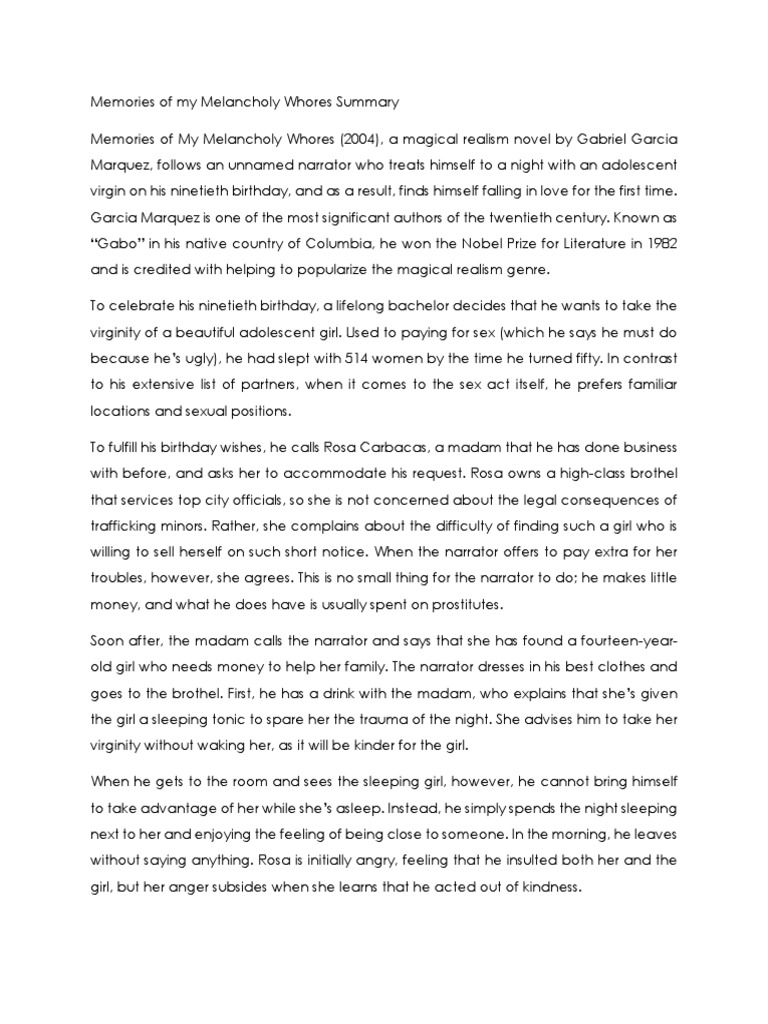 Memories of My Melancholy Whores Summary | PDF | Gabriel García Márquez