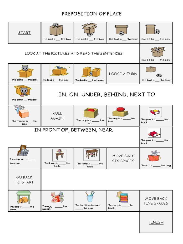 Preposition of Place Board Game Boardgames - 107540 | PDF | Sports ...