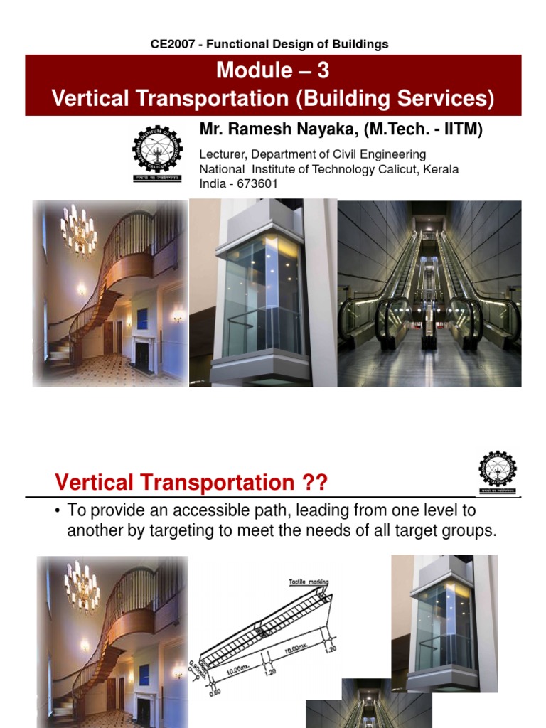 Overview of Vertical Transportation Systems | PDF | Stairs | Escalator