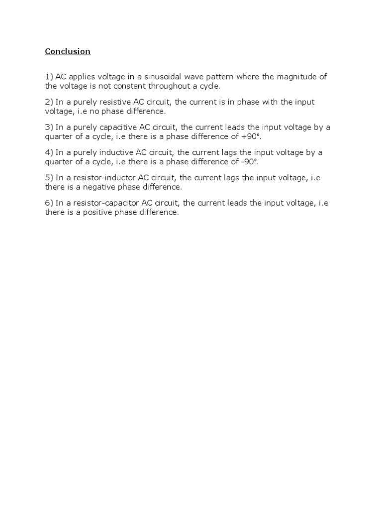 Conclusion AC Circuit | PDF