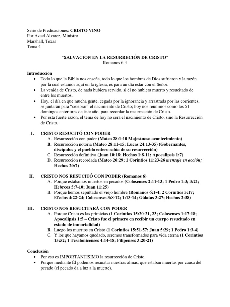 Tema 4 Salvación en La Resurrección de Cristo, Azael Alvarez | PDF | La resurrección de Jesús ...