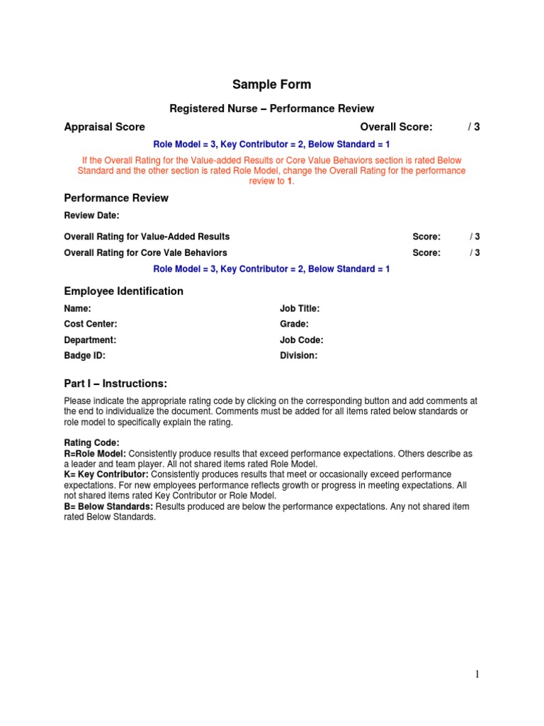 Registered Nurse Performance Review | PDF | Performance Appraisal ...