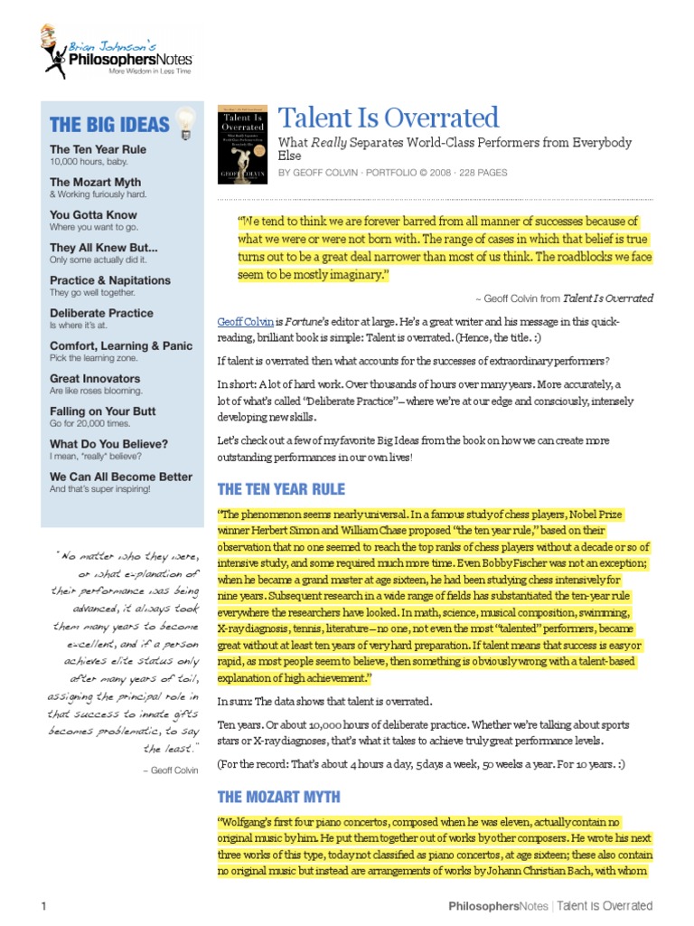 Talent Is Overrated PDF | PDF | Wolfgang Amadeus Mozart | Mindset
