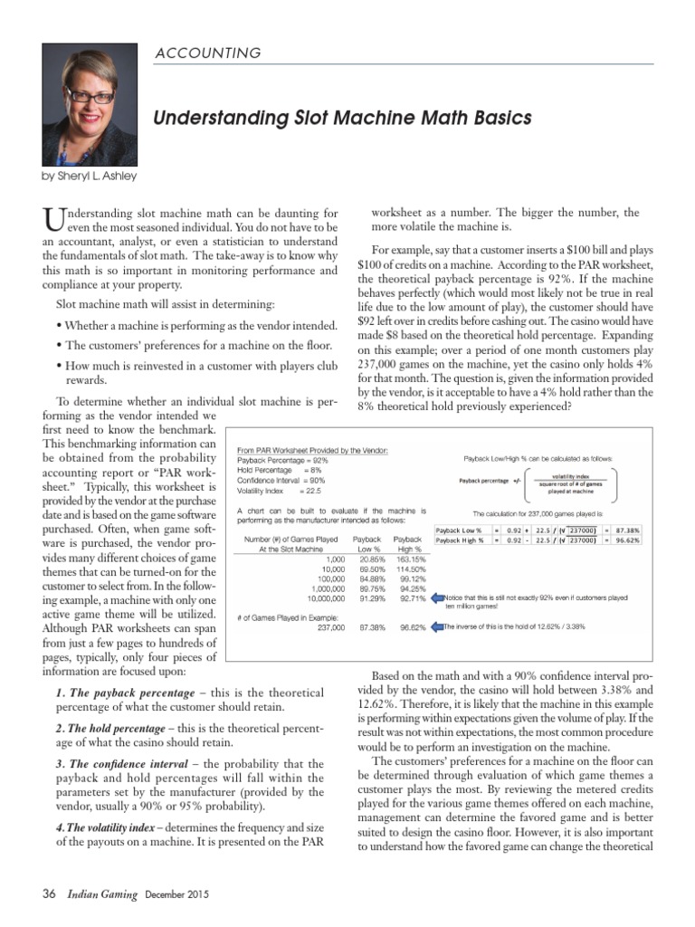 Ashley 12.2015 Slot Machine Math Basics | PDF | Slot Machine | Business