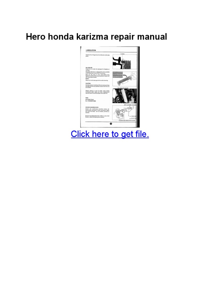 Hero Honda Karizma R Service Manual | PDF | Motorcycle | Motorcycling