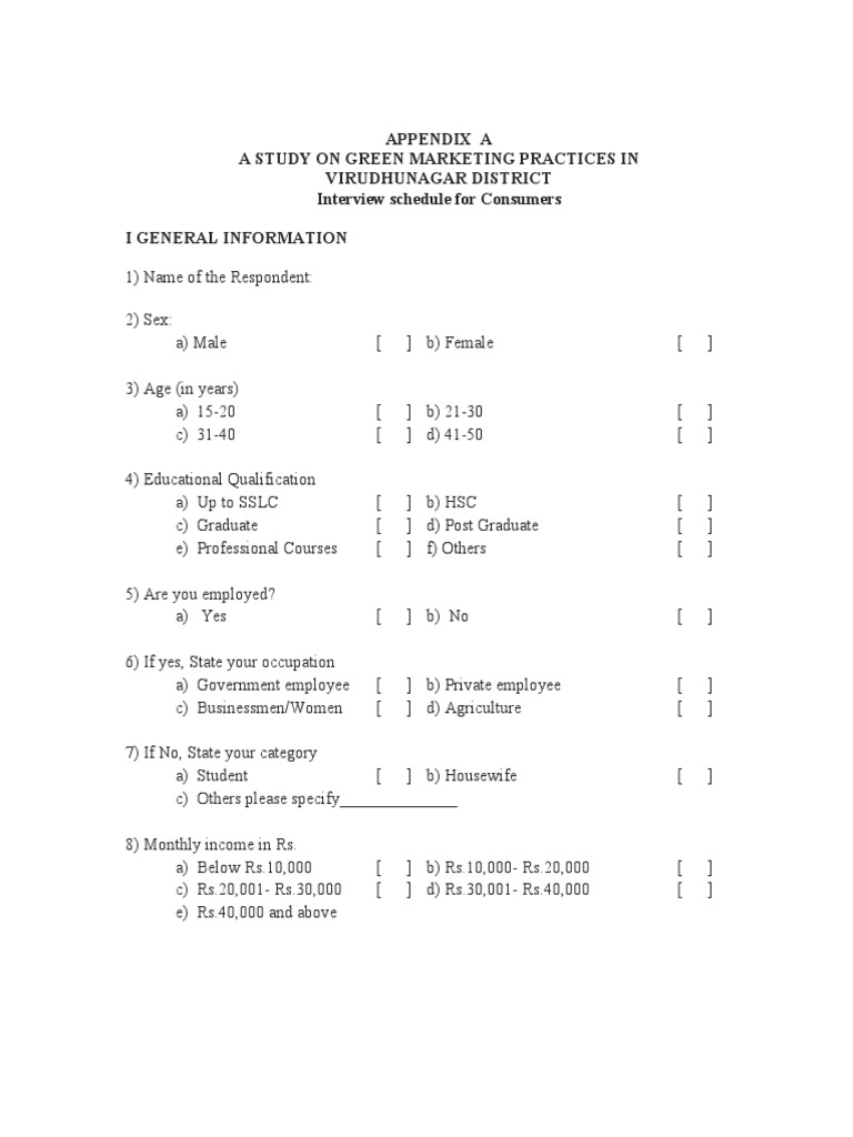 Green Marketing Questionnaire | PDF | Retail | Recycling