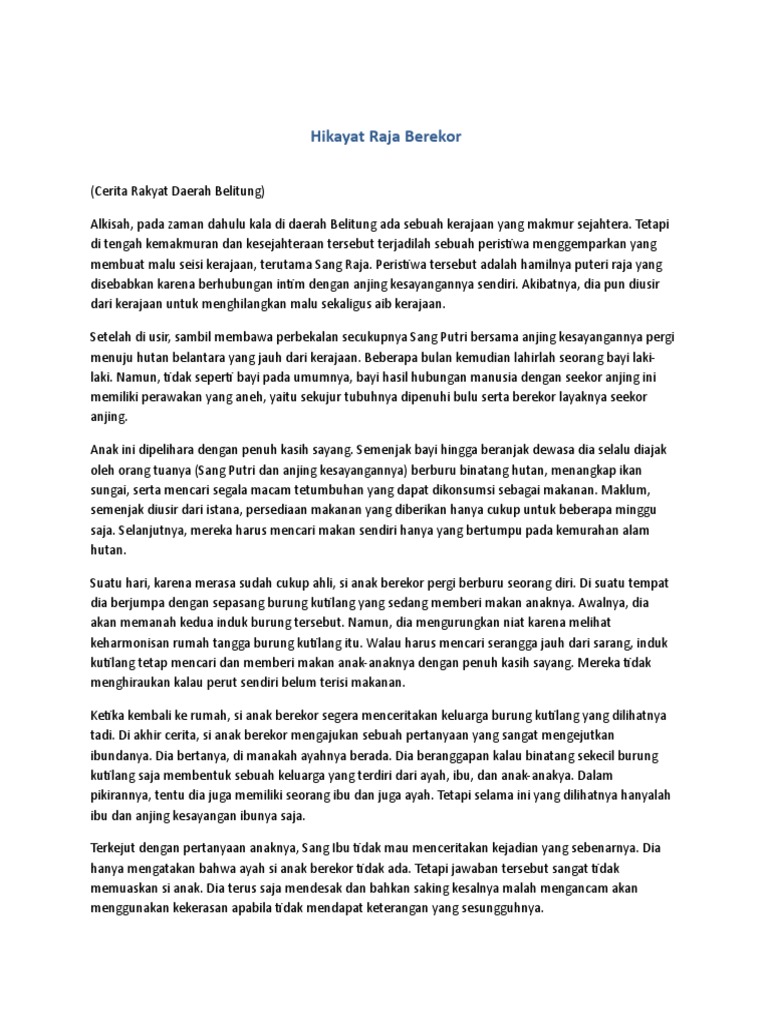 Hikayat Raja Berekor dari Belitung | PDF
