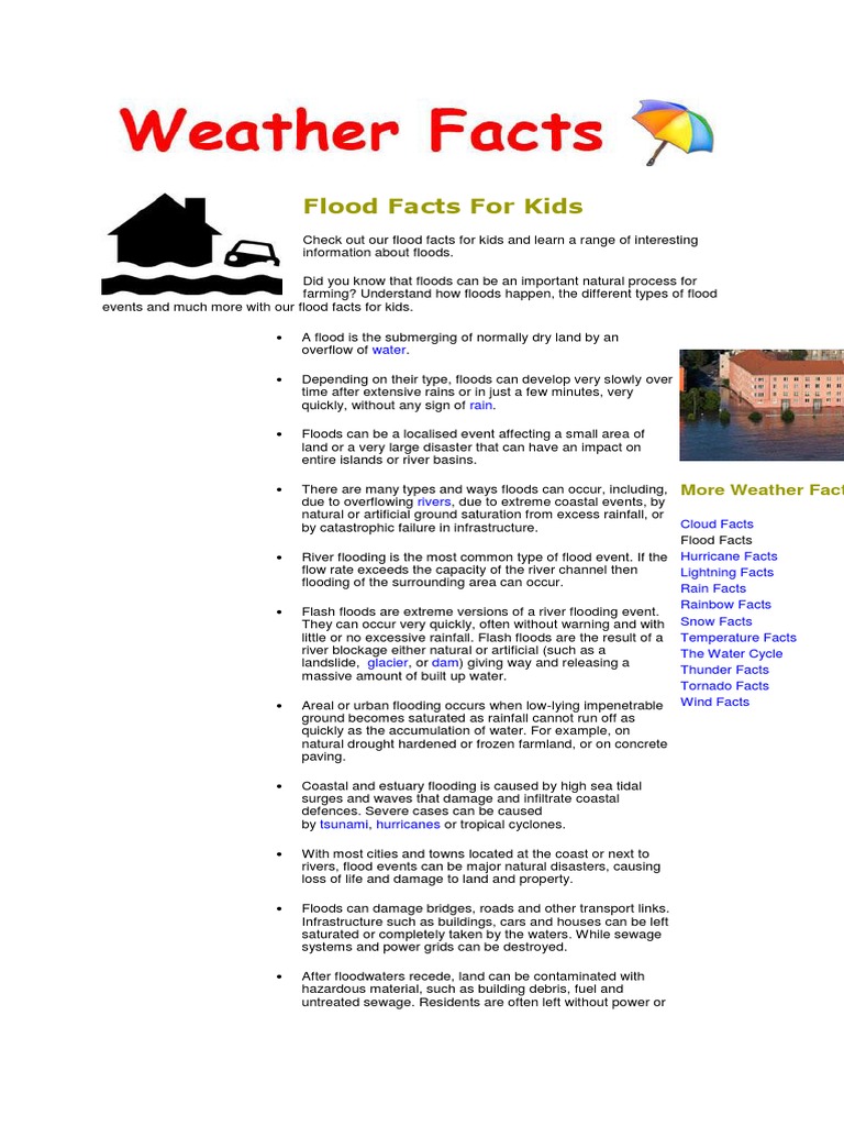 Flood Facts For Kids | PDF | Flood | Rain