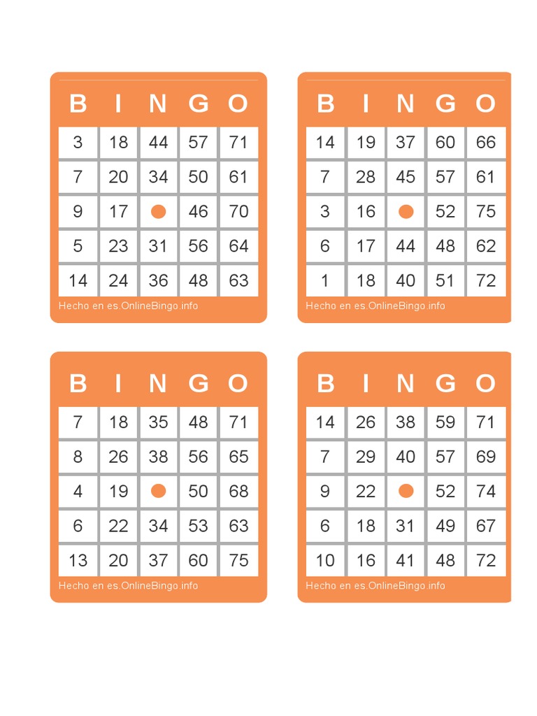 Tarjetas de Bingo de 75 Bolas | PDF