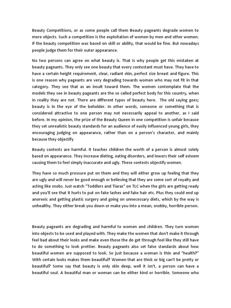 Beuty Contest Are Bad For Body Image | PDF | Beauty | Body Image