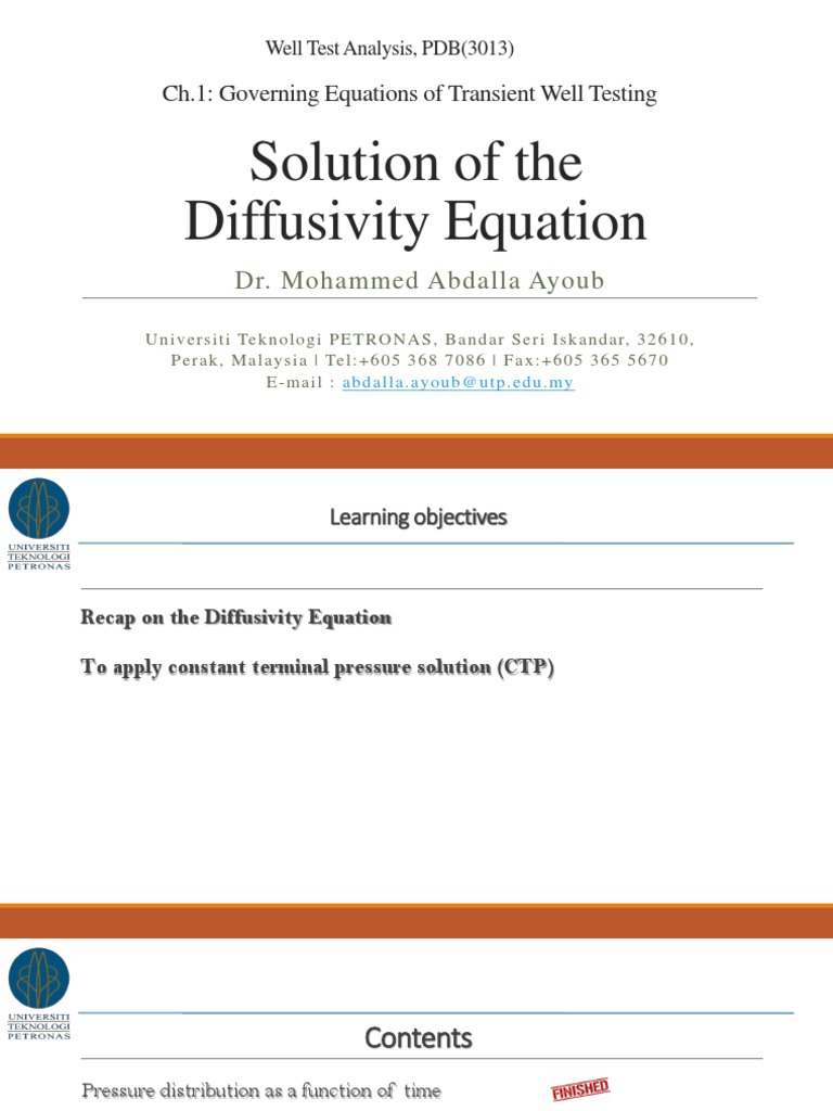 Week 2.0-Solution of Diffusivity Equation | PDF | Fluid Dynamics ...