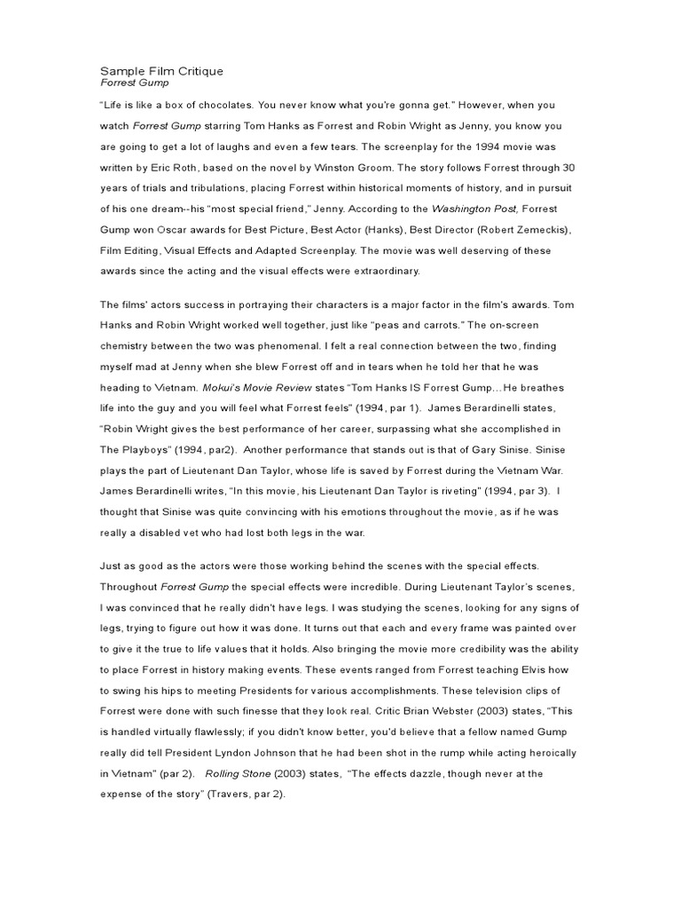 Sample Film Critique | PDF