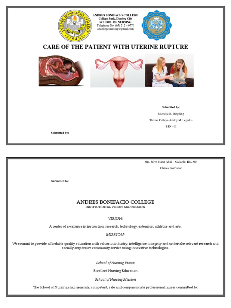 Care of the Patient with Uterine Rupture: A Case Presentation on the ...