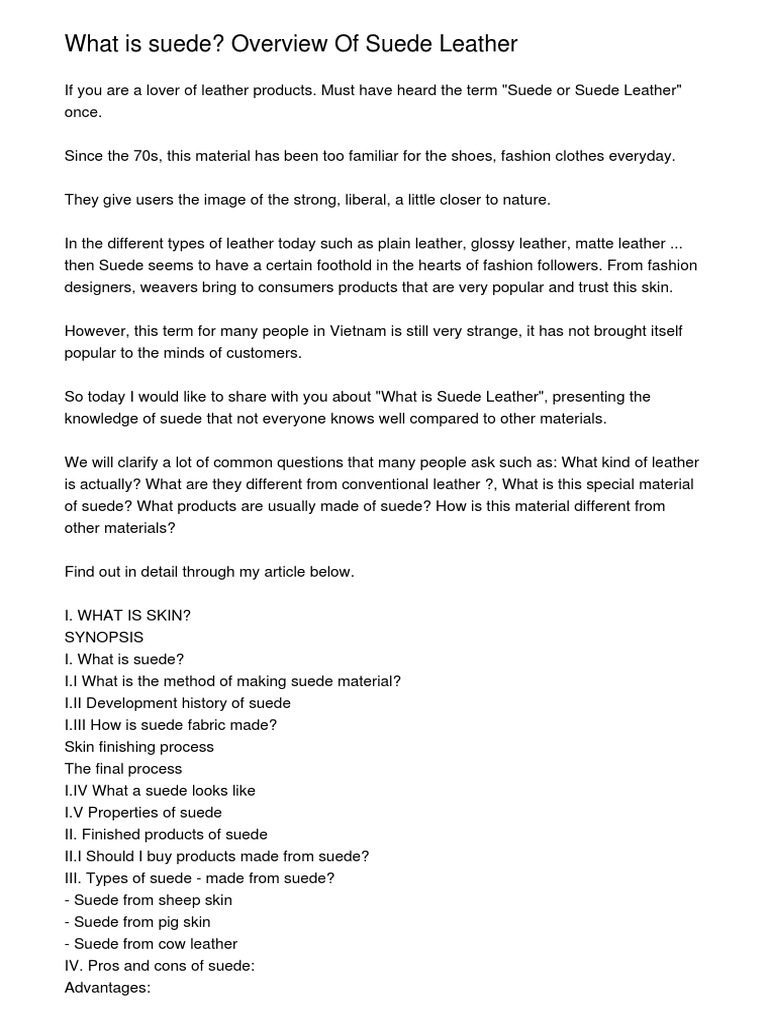 What Is Suede? Overview of Suede Leather | PDF | Leather | Textiles