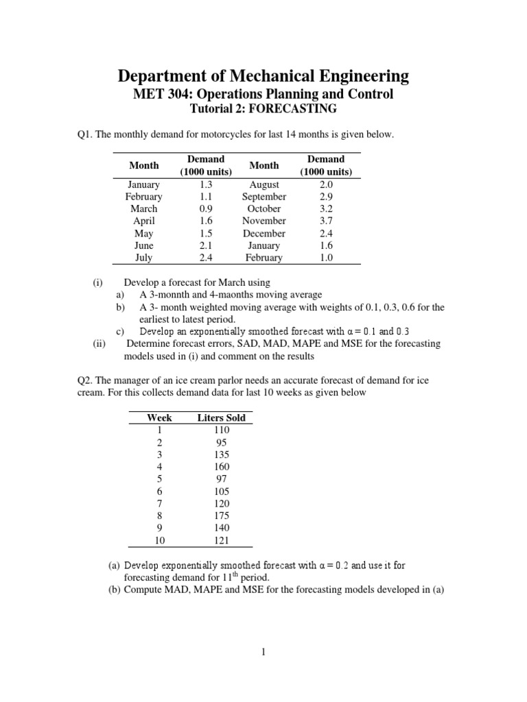 Tut 2 PDF | PDF | Moving Average | Forecasting