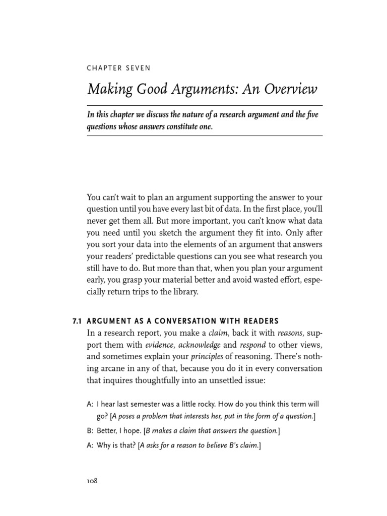 Making Good Arguments - Booth Et Al | PDF | Reason | Argument