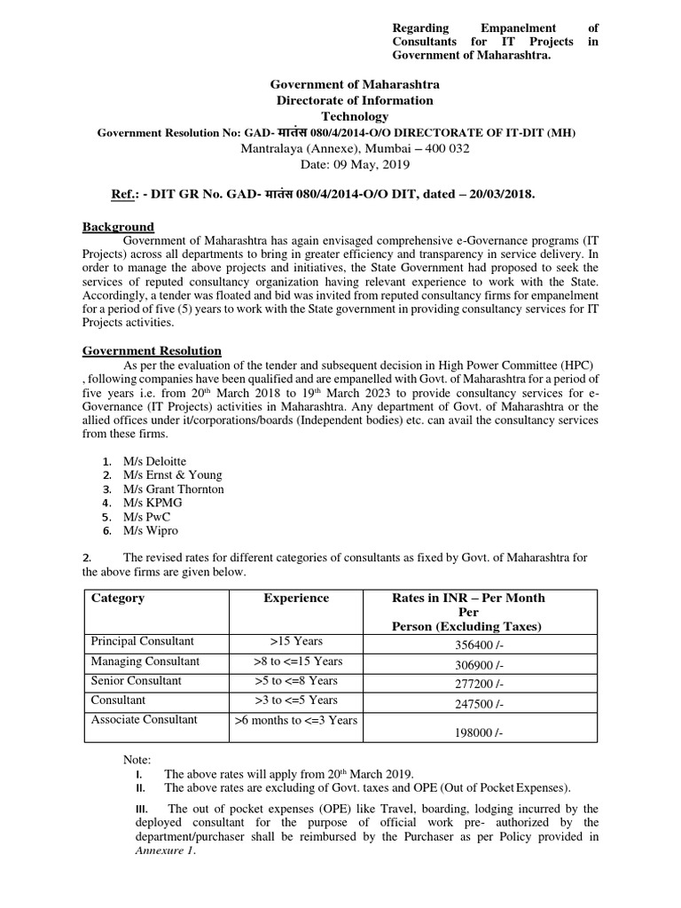 Consultants New Rates GR Dated 09.05.2019 | PDF | Service Level ...