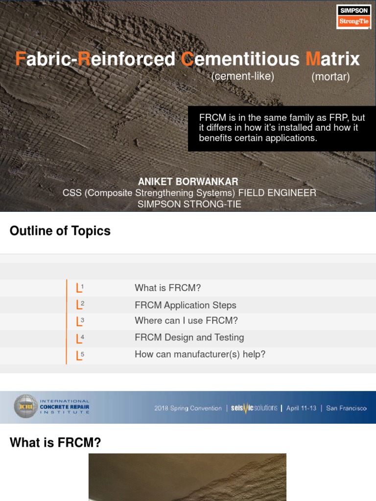 FRCM: A Cement-Based Composite System | PDF | Fibre Reinforced Plastic ...