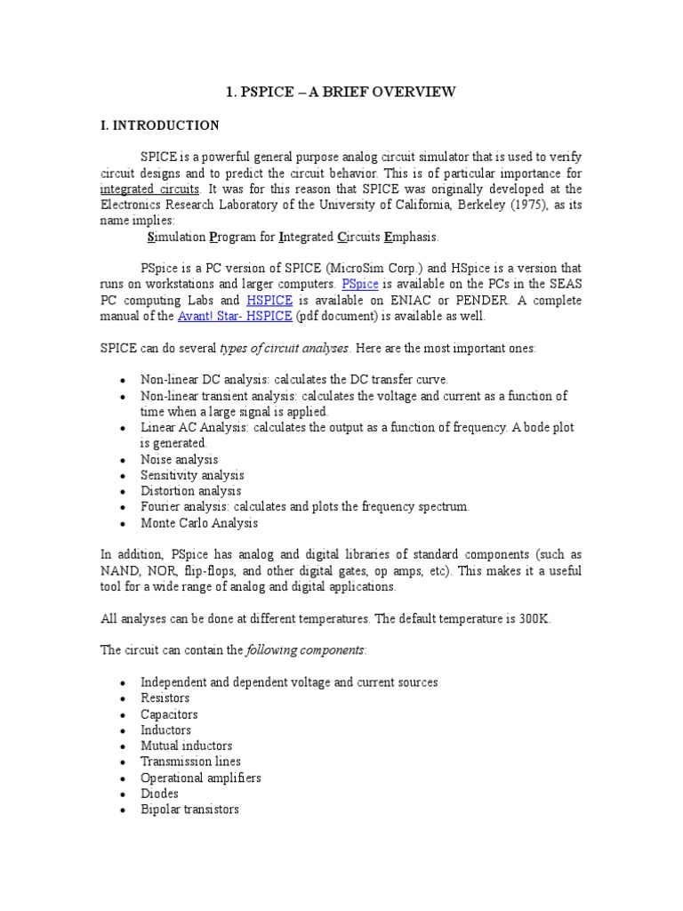 Pspice Lab Manual | PDF | Spice | Field Effect Transistor