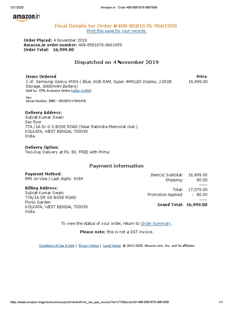 Samsung M30 Invoice | PDF | Business