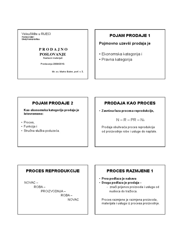 PRODAJA - Prodajno Poslovanje | PDF