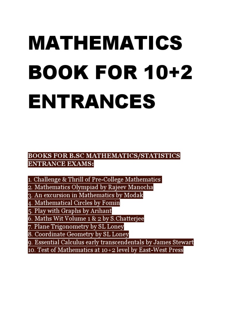 A Comprehensive Guide to Mathematics Concepts, Formulas and Books for ...