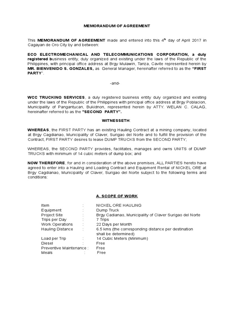 Hauling Contract PDF | PDF | Lease | Indemnity