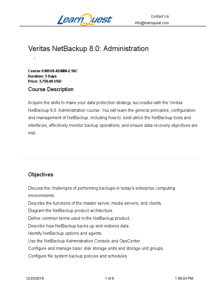 Veritas NetBackup 80 Administration 12 23 2018 1 58 03 PM PDF | PDF | Backup | File System