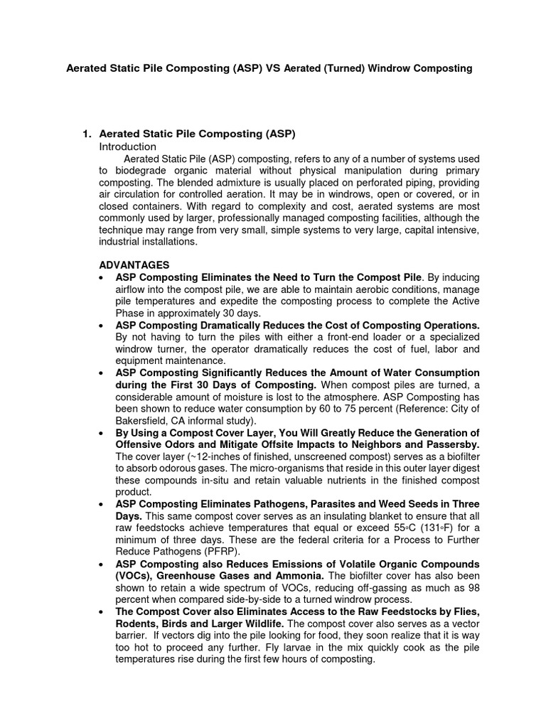 ASP vs. Windrow Composting Methods | PDF | Compost | Sustainable ...