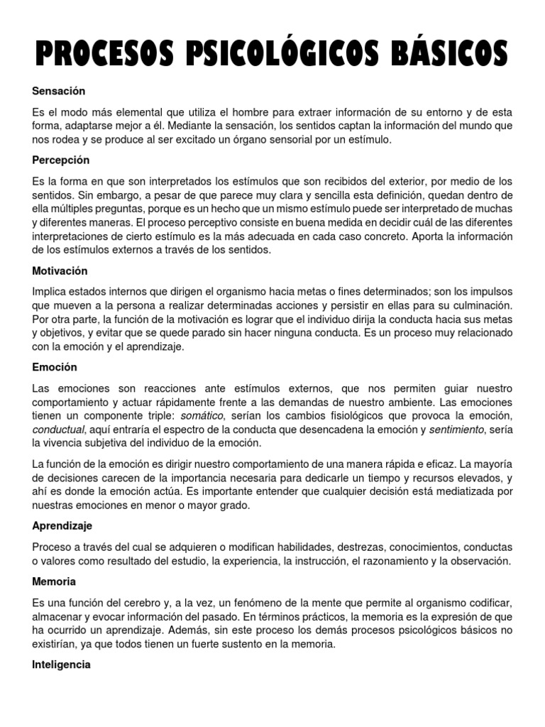 Procesos Psicológicos Básicos | PDF | Las emociones | Motivación